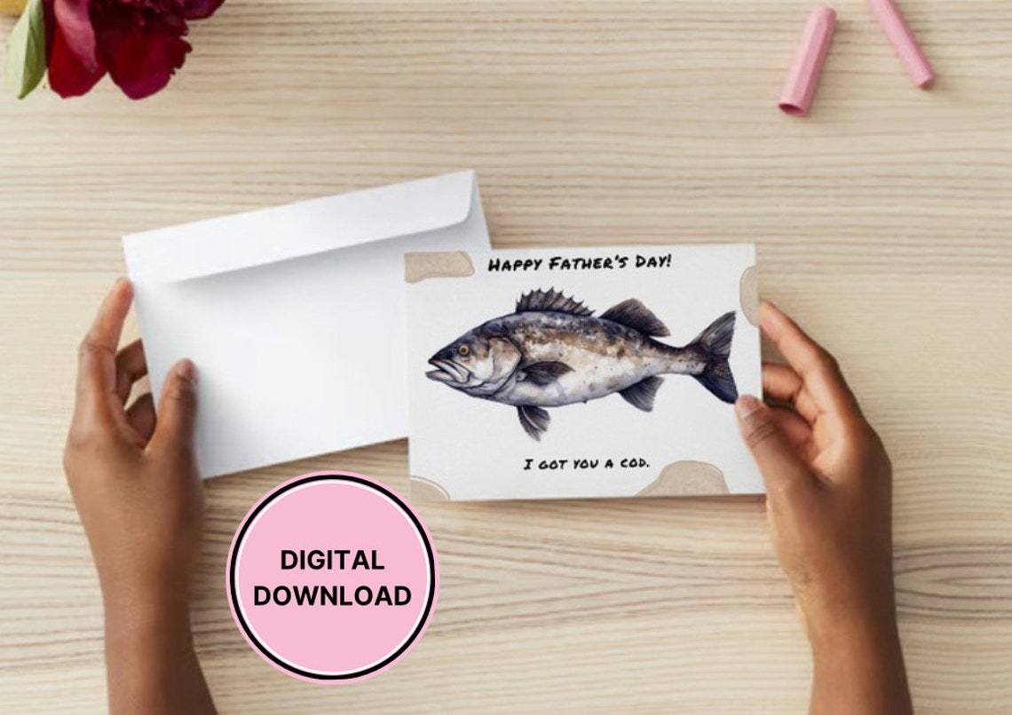 Funny Cod Fathers Day Card Printable Digital Download Greeting Gift for ...