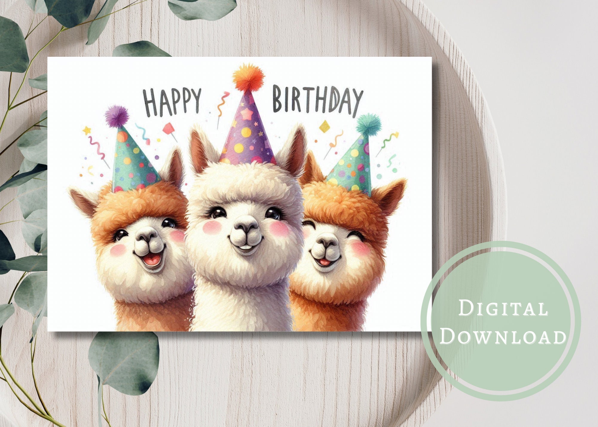 Alpaca Birthday Card Printable Digital Download Greeting Gift for ...