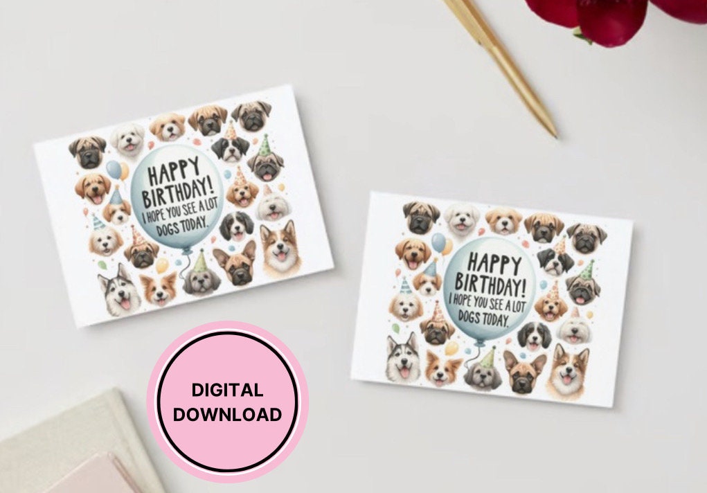 Cute Puppy Birthday Card for Dog Lovers (digital Download) - Etsy