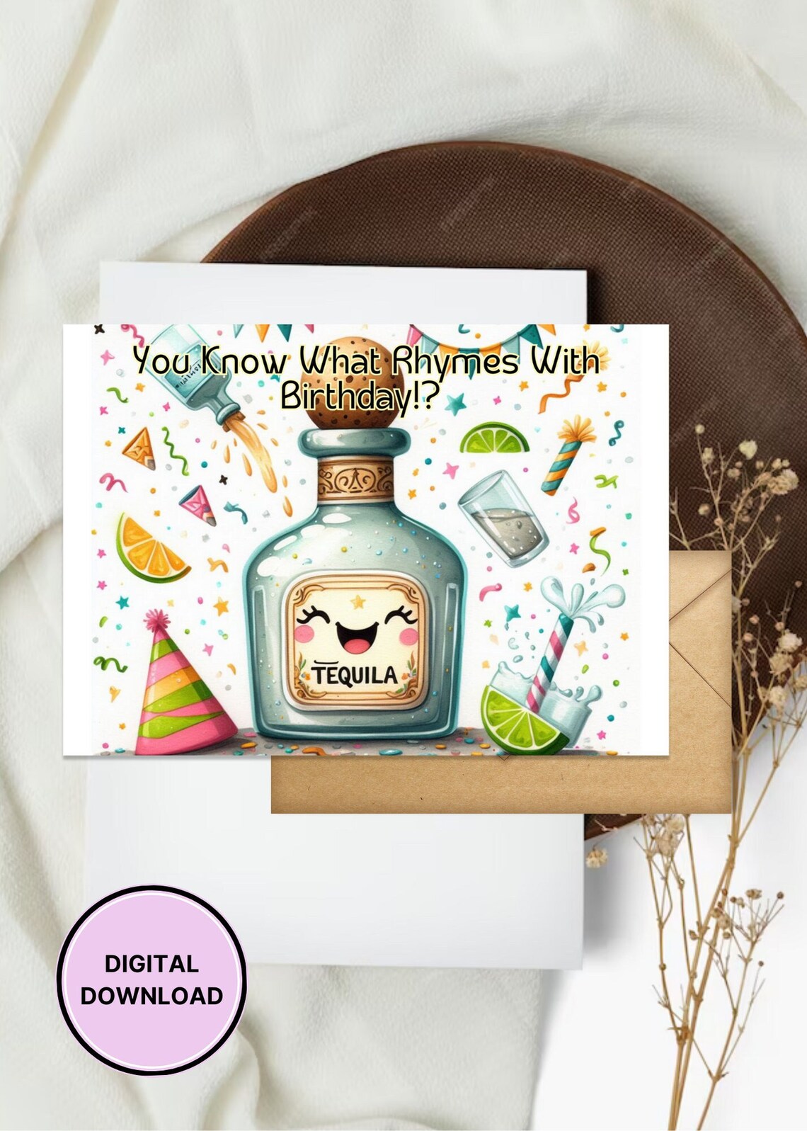 Tequila Birthday Card Funny Printable Digital Download Greeting Cards ...