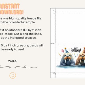 Walrus Birthday Card Funny Printable Digital Download Greeting Gift for ...