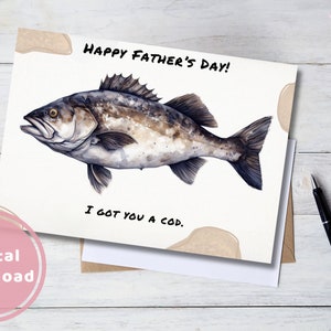 Funny Cod Fathers Day Card Printable Digital Download Greeting Gift for ...
