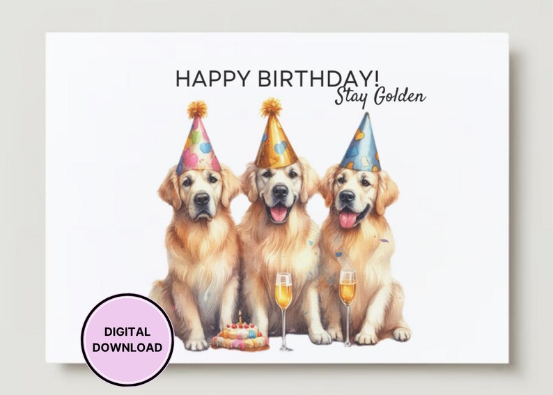 Golden Retriever Birthday Card for Dog Lovers (digital Download) - Etsy
