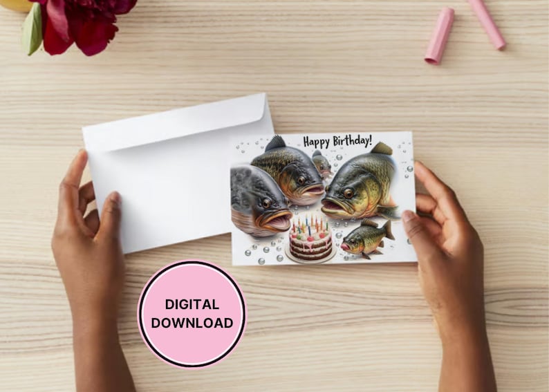 Fish Birthday Card Funny Printable Digital Download Greeting Gift for ...