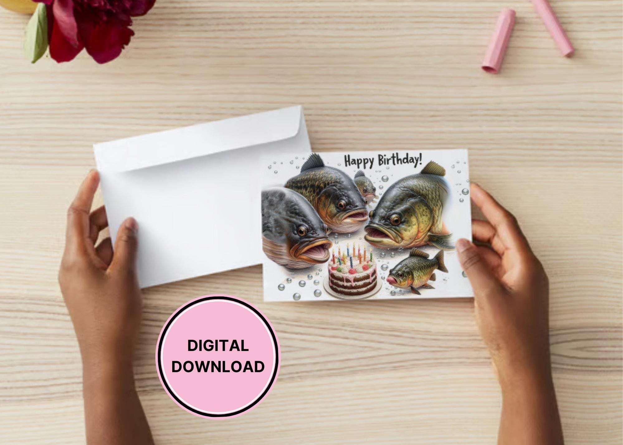 Fish Birthday Card Funny Printable Digital Download Greeting Gift for ...