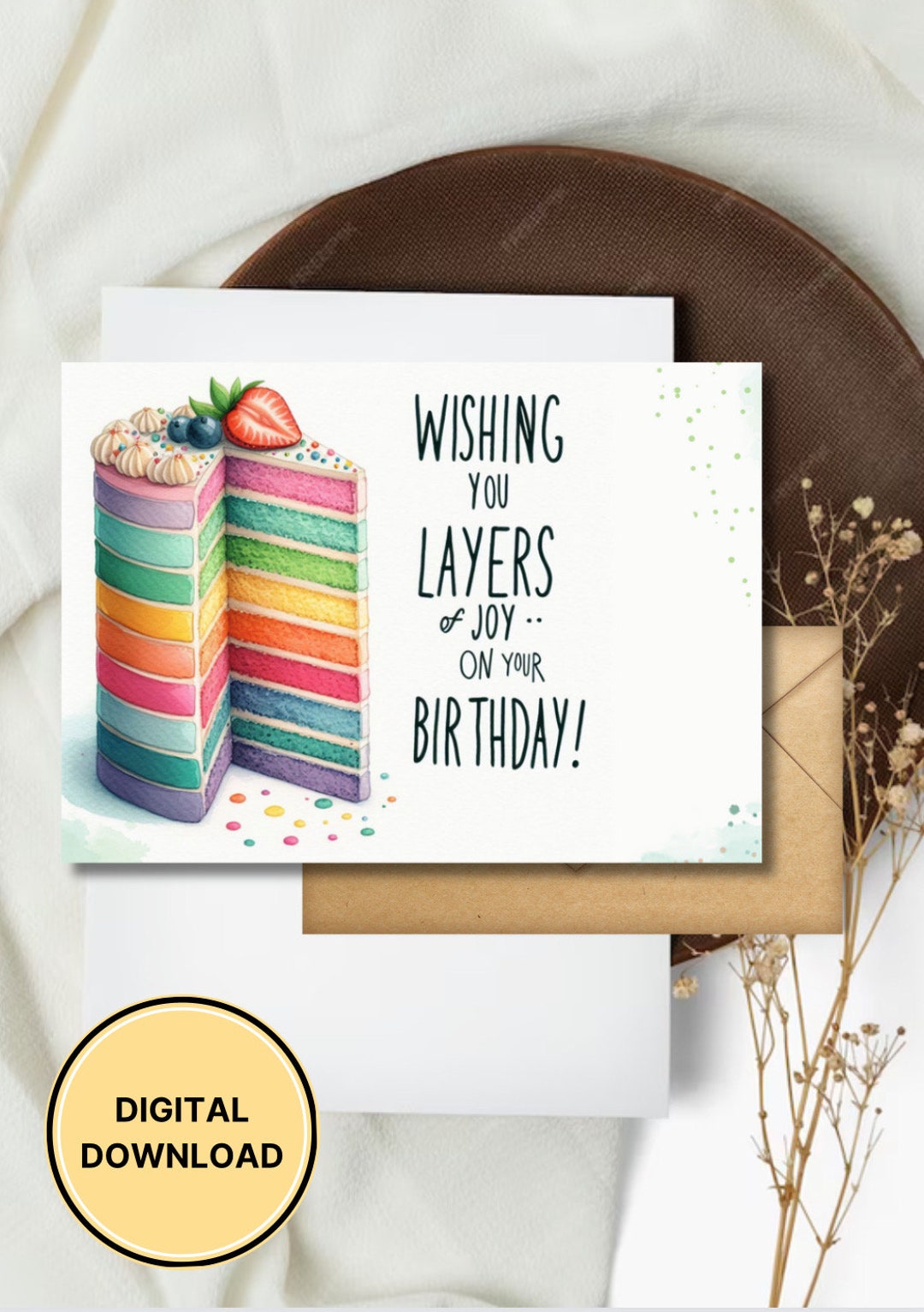 Funny Birthday Card Printable Cake Digital Download Greeting Cards Gift ...