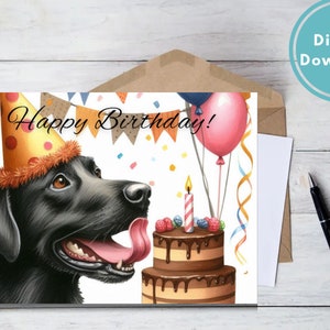 Labrador Retriever Birthday Card Black Lab Printable Digital Download ...