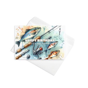 Fish Birthday Card Printable Fishing Digital Download Greeting Gift ...