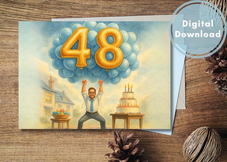 48th Birthday Card Printable Digital Download Funny Greeting Gift for ...