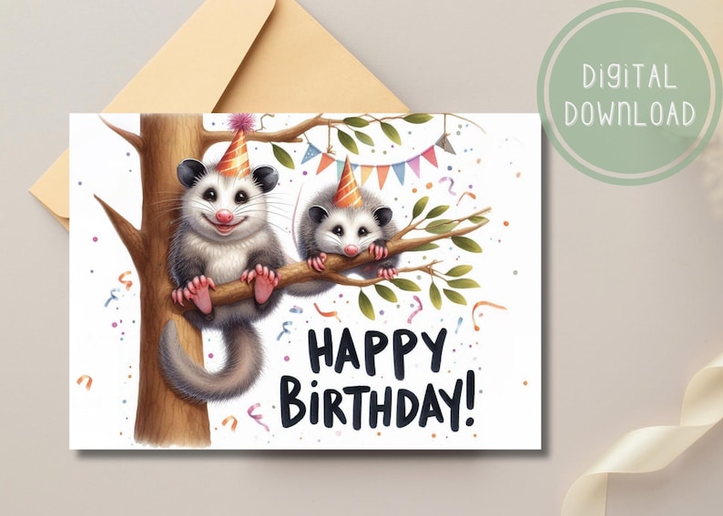 Funny Possum Birthday Card Printable Digital Download Greeting Card for ...