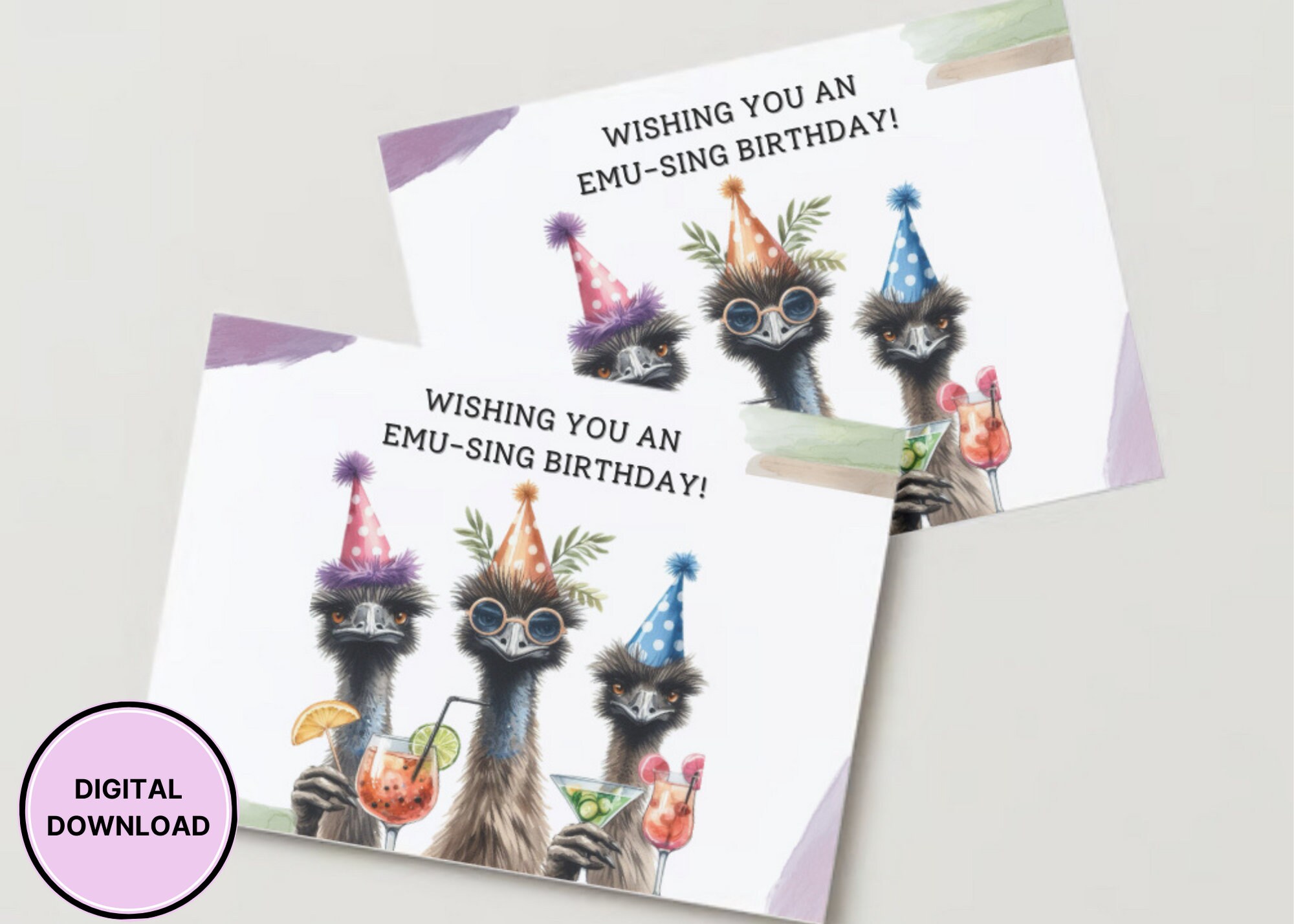 Funny Emu Birthday Card Printable Digital Download Greeting Gift for ...