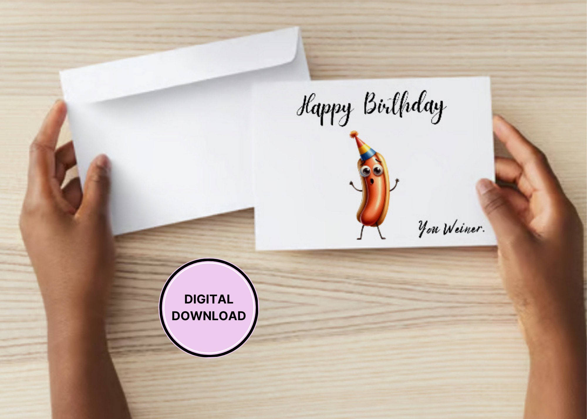 Funny Hotdog Birthday Card: Humorous Weiner Design (digital Download ...