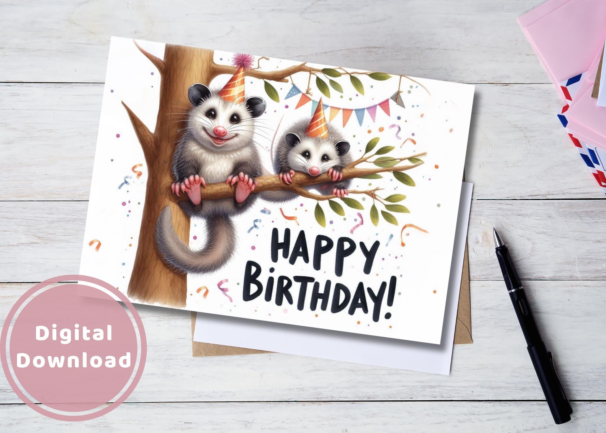 Funny Possum Birthday Card Printable Digital Download Greeting Card for ...