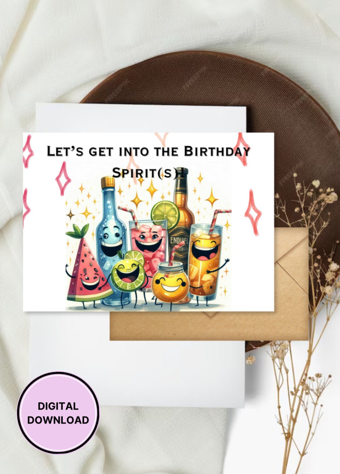 Funny Spirits Birthday Card Alcohol Digital Download Greeting Printable ...