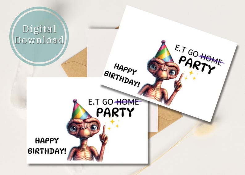 Funny ET Birthday Card Disney Movie Inspired Printable Digital Download ...