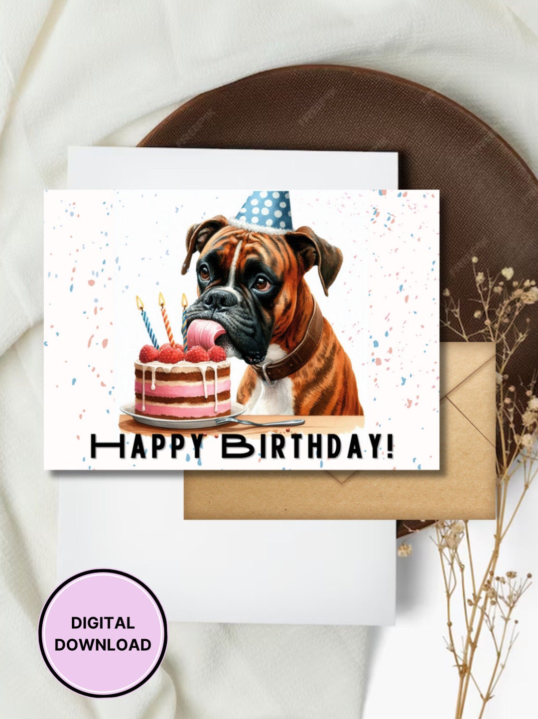 Boxer Puppy Birthday Card - Funny Digital Download Greeting Cards for ...