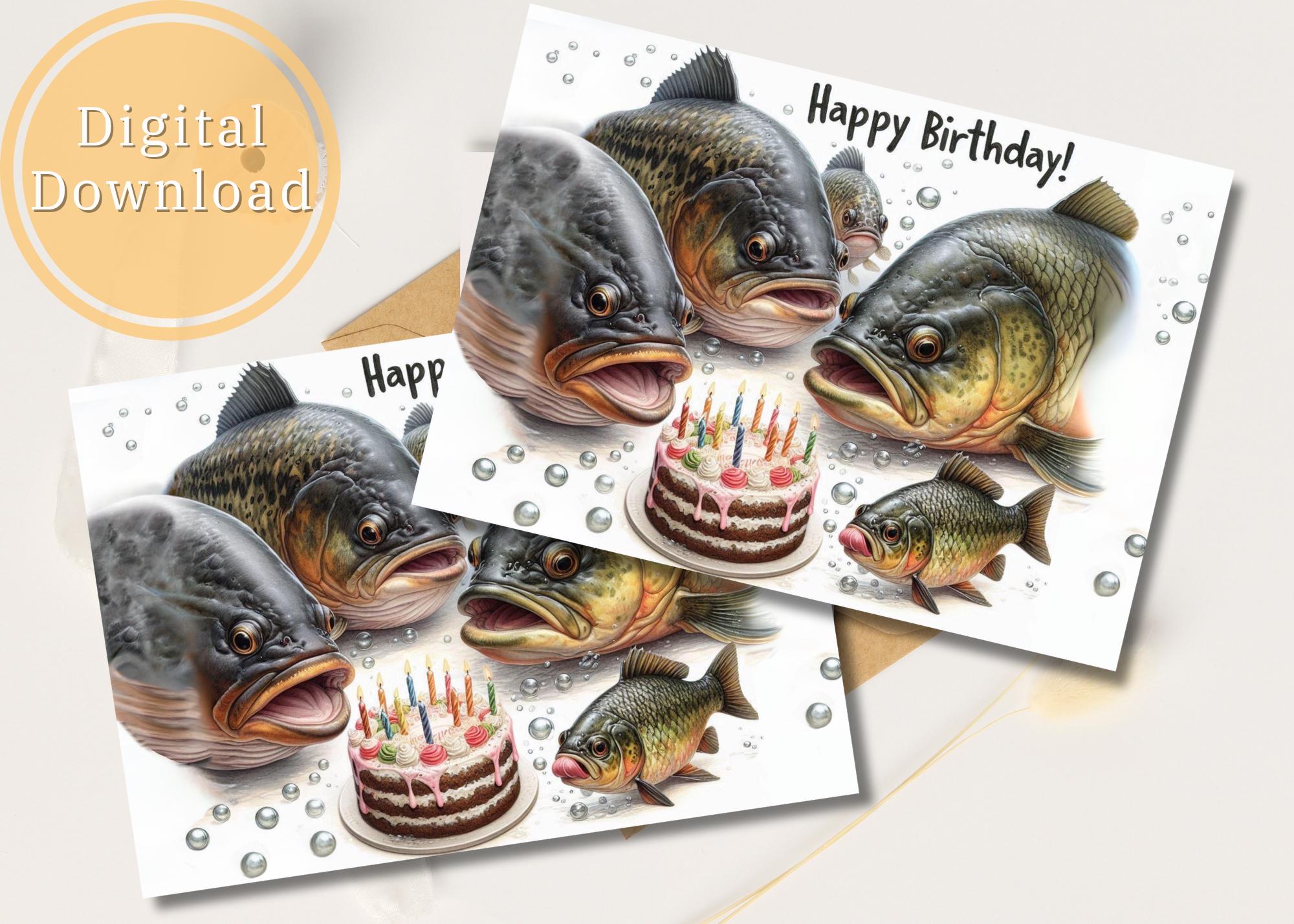 Fish Birthday Card Funny Printable Digital Download Greeting Gift for ...