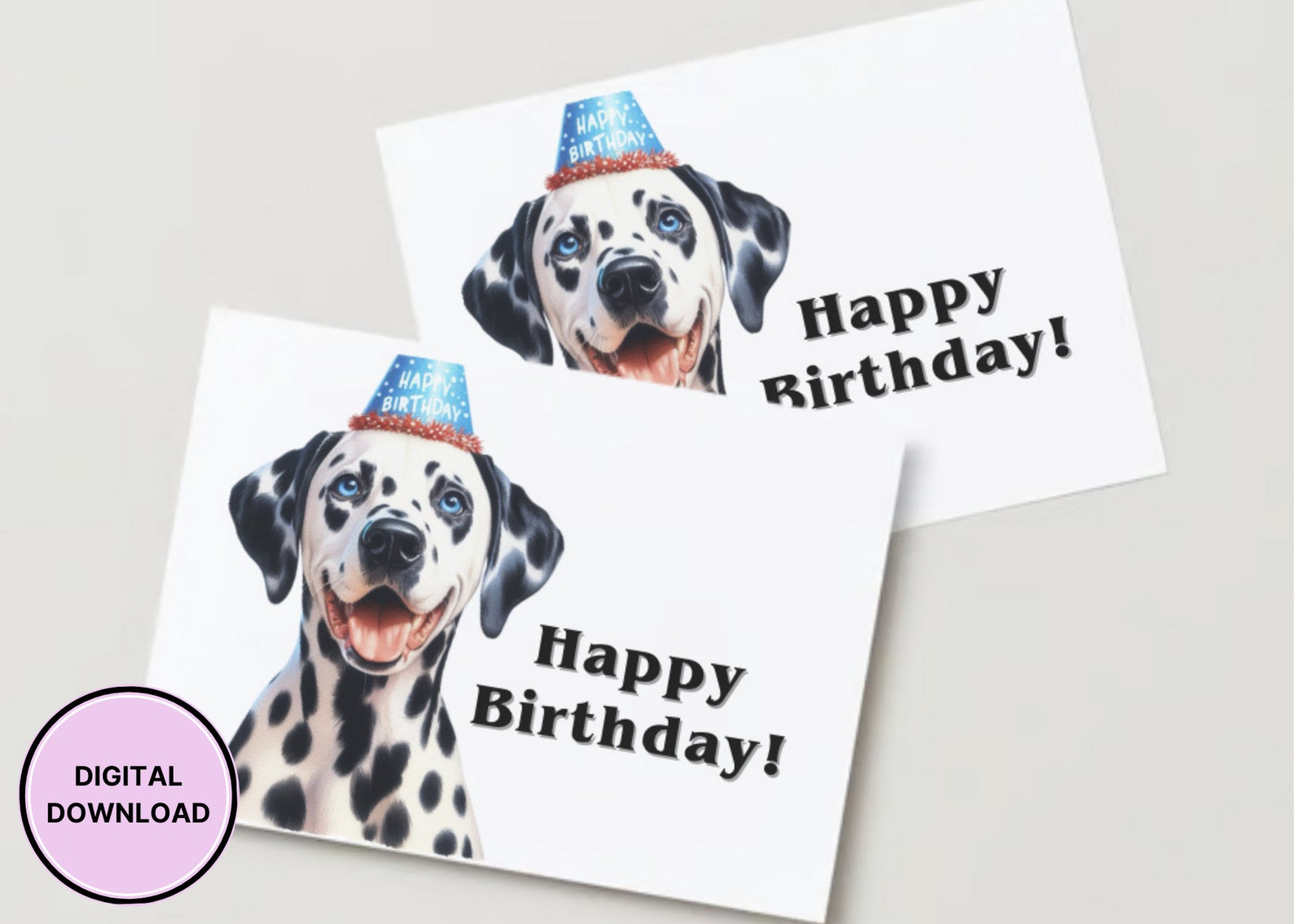 Adorable Dalmatian Birthday Card Instant Download Dog Greeting Card ...