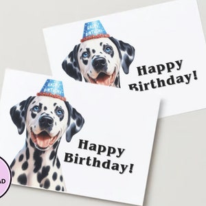 Adorable Dalmatian Birthday Card Instant Download Dog Greeting Card ...