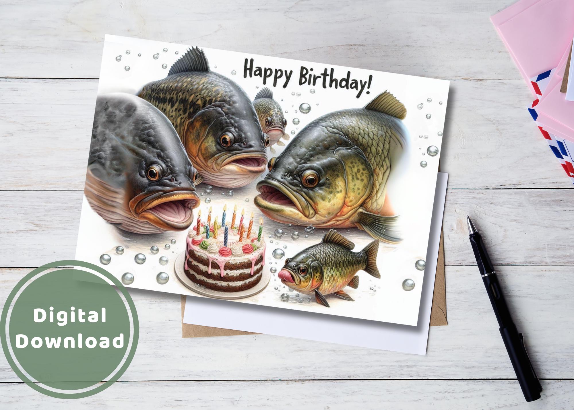 Fish Birthday Card Funny Printable Digital Download Greeting Gift for ...