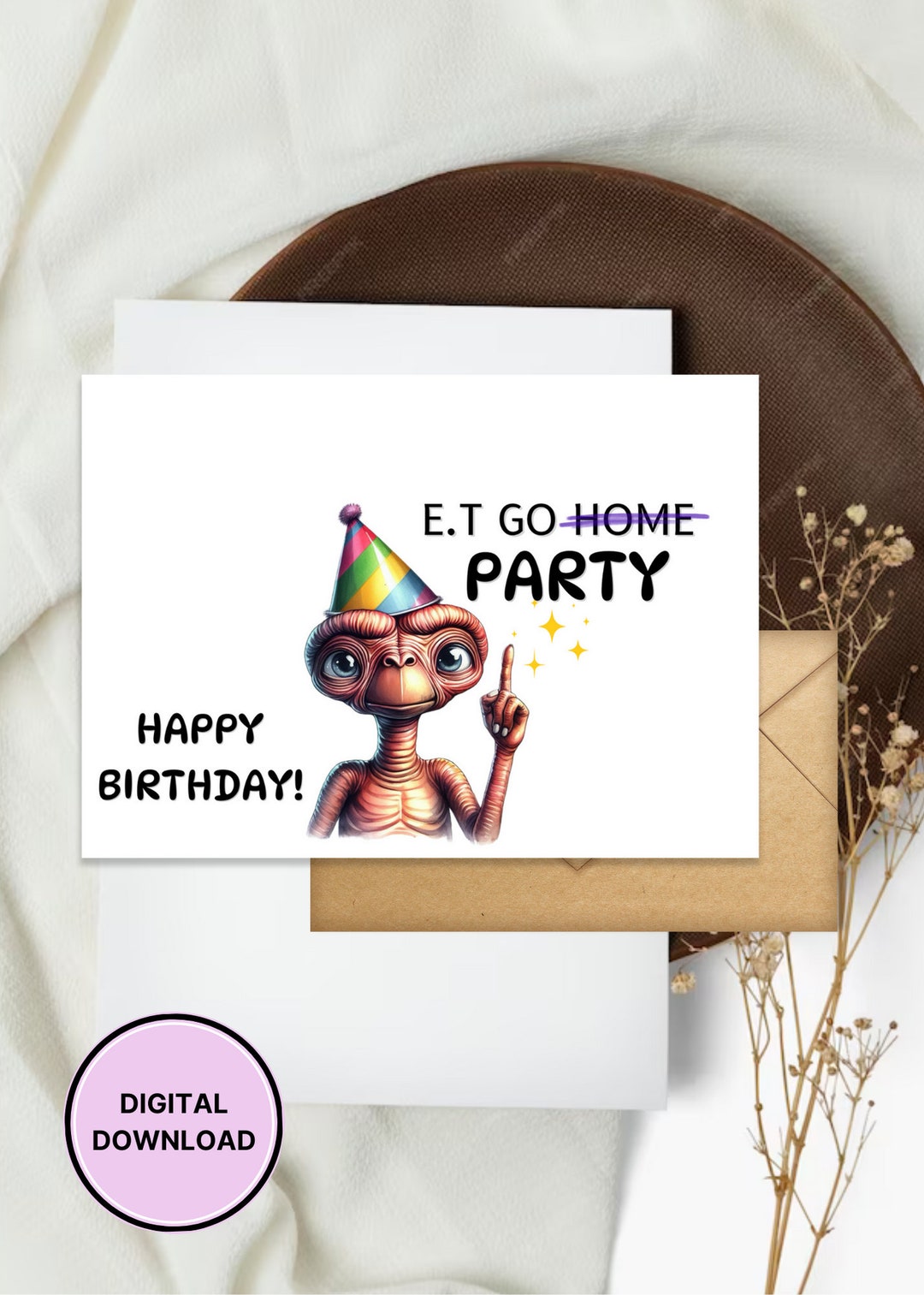 Digital Download ET Birthday Card Funny Greeting Card Walt Disney Movie ...