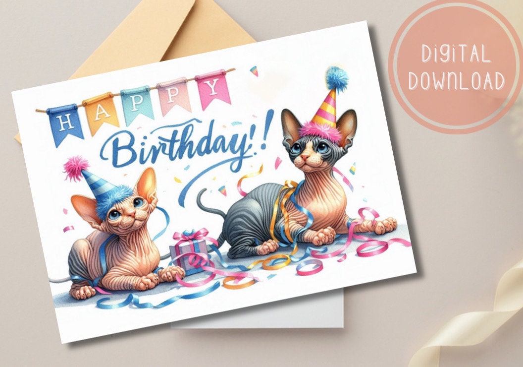 Silly Sphynx Birthday Card Printable Digital Download Greeting Gift for ...