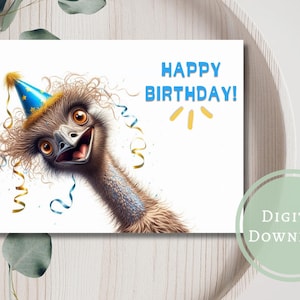 Hilarious Emu Birthday Card Printable Digital Download Greeting Gift ...