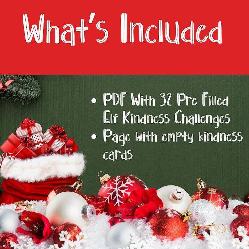 Elf Kindness Challenge Card Christmas Kindness Printable Elf Kit Elf ...