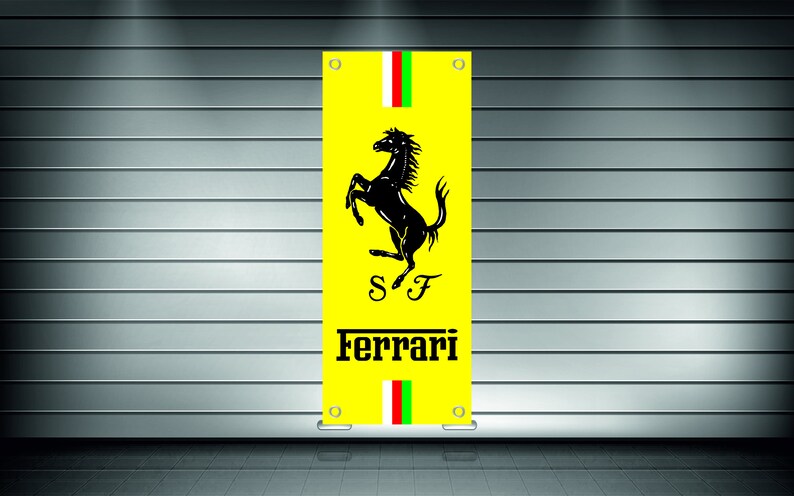 Ferrari Logo Banner Vinyl, Garage Sign,office or Showroom, Flag, Racing ...