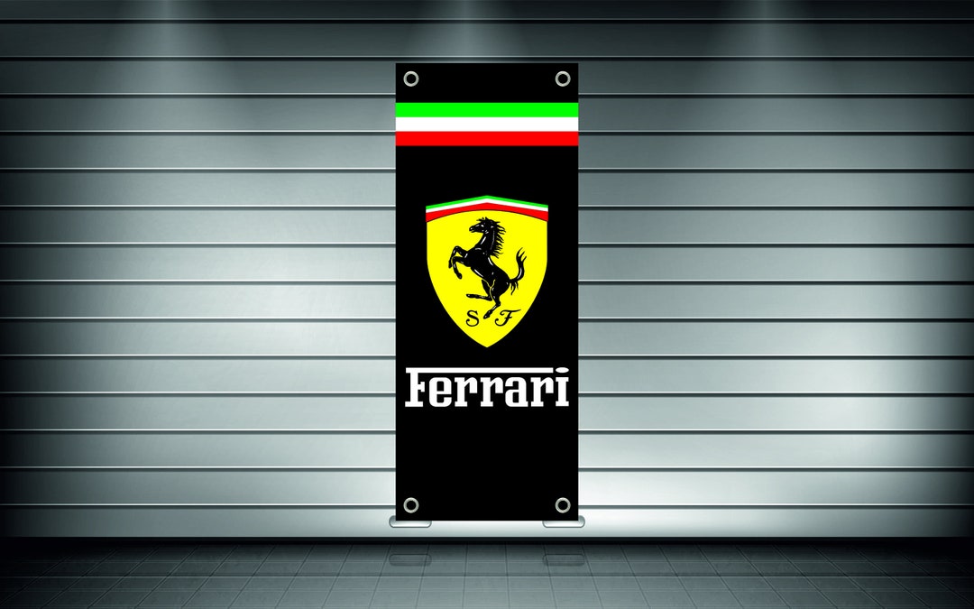 Ferrari Logo Banner Vinyl, Garage Sign,office or Showroom, Flag, Racing ...