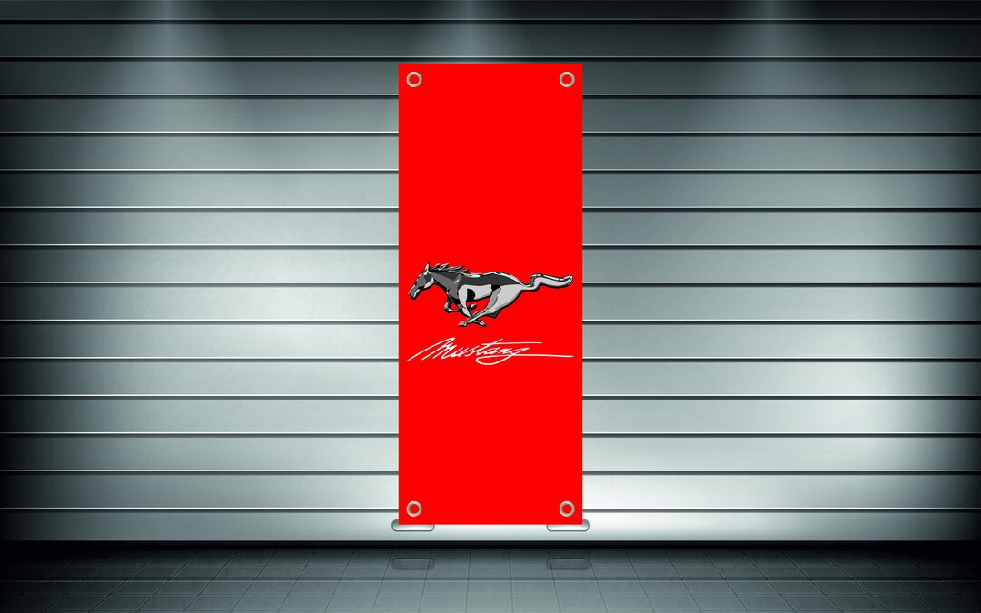 Ford Mustang Logo Banner Vinyl, Garage Sign,office or Showroom, Flag ...