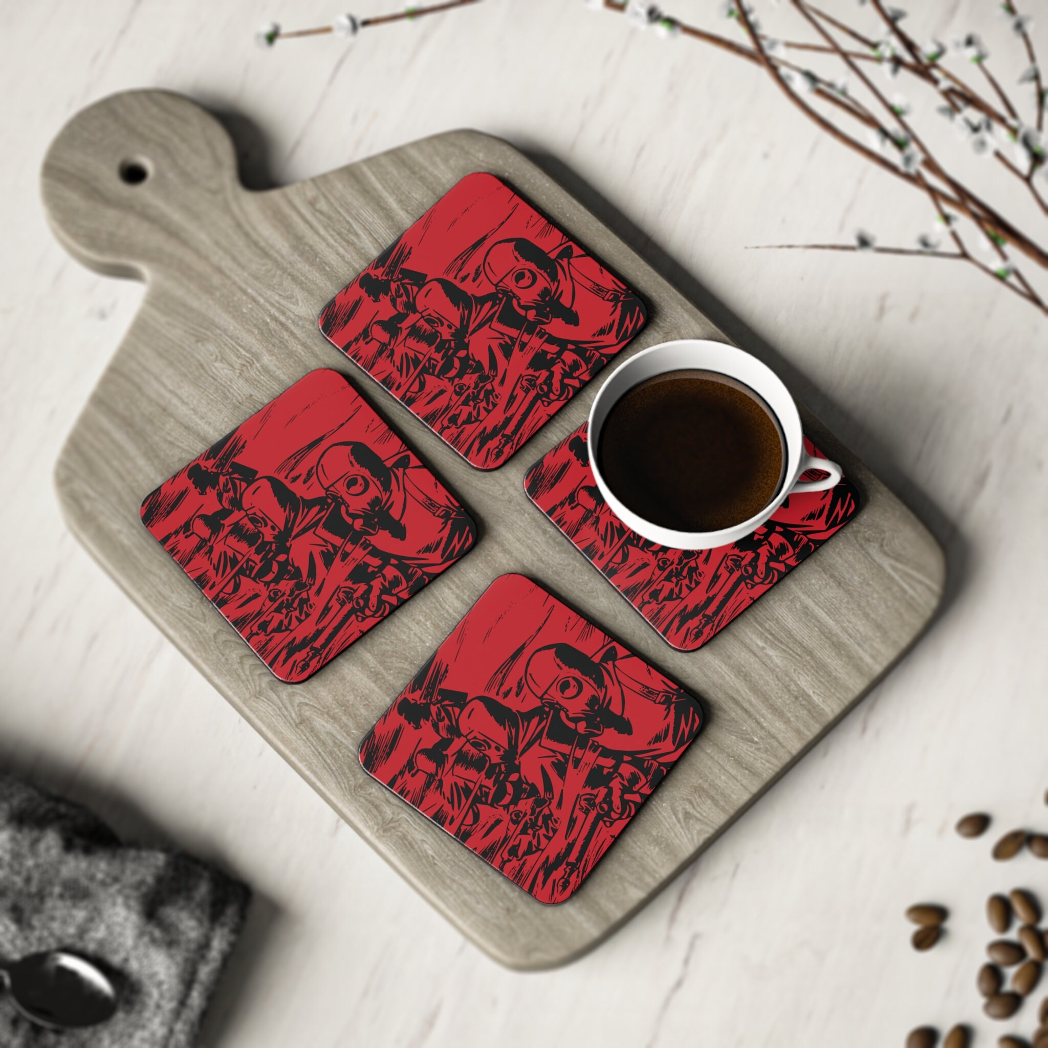Red Survival Game Coasters Gifts for Gamers SQUAD Video Game Coaster ...