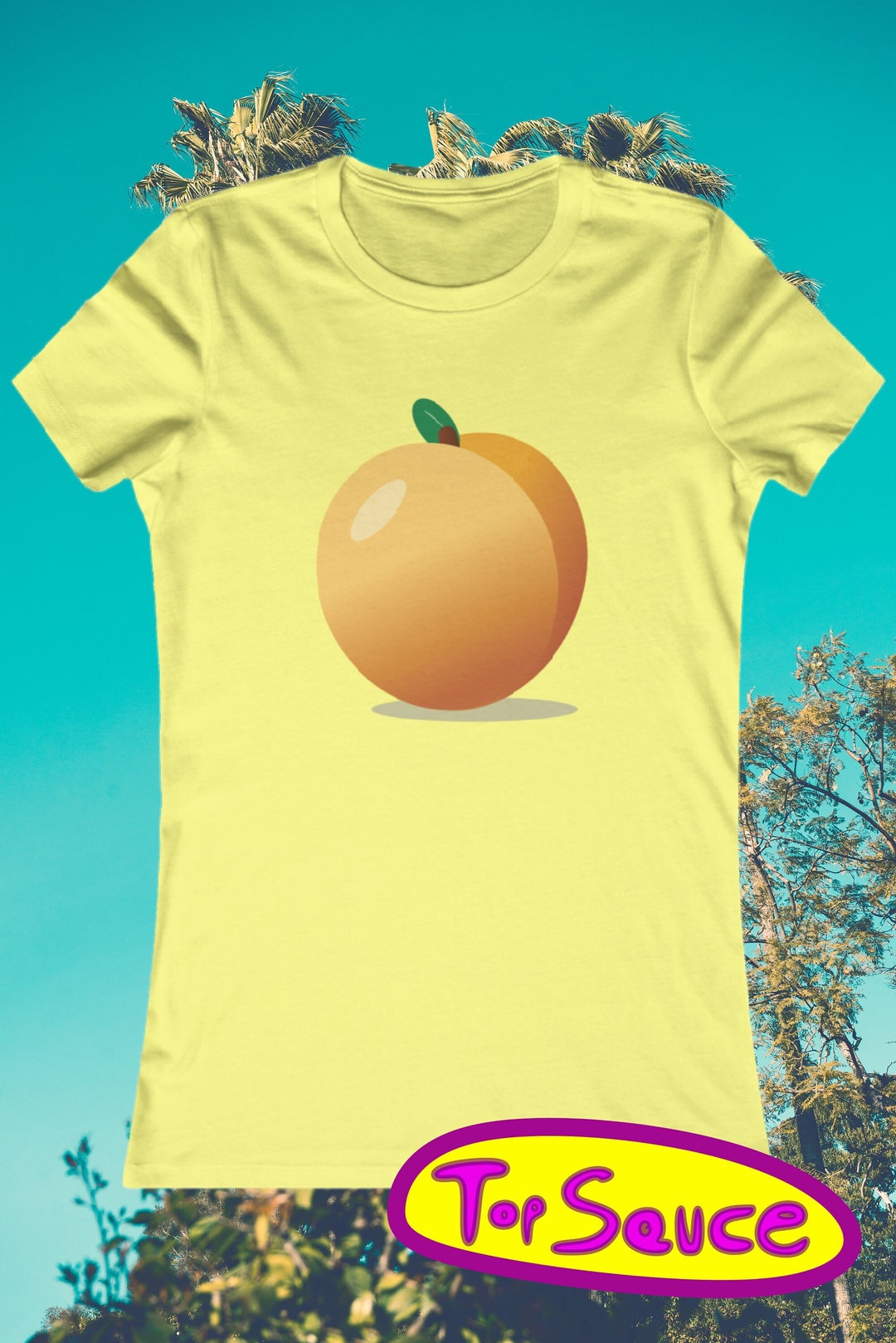 Peach Graphic T-shirt BEACHYKEEN Women's Funny Shirt Peach Emoji Merch ...