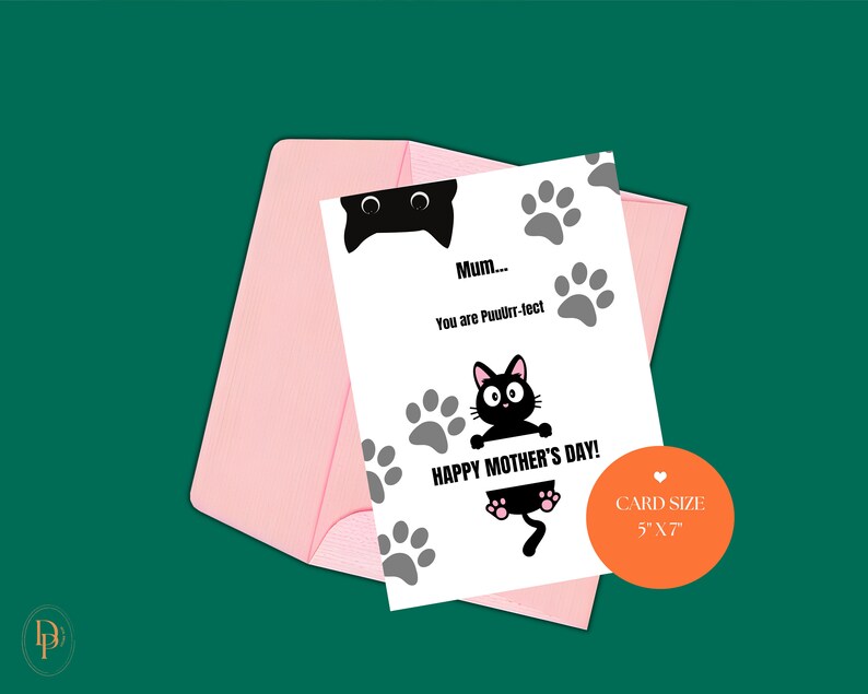 Printable Puurfect Cat Mother's Day Card: Heartfelt Tribute to Mom's ...