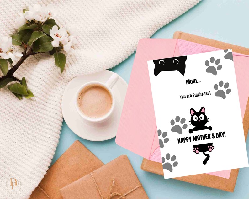 Printable Puurfect Cat Mother's Day Card: Heartfelt Tribute to Mom's ...