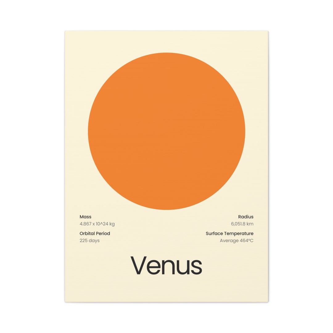 Orange Planet Minimalist Canvas Print - Venus Portrait Wall Art ...