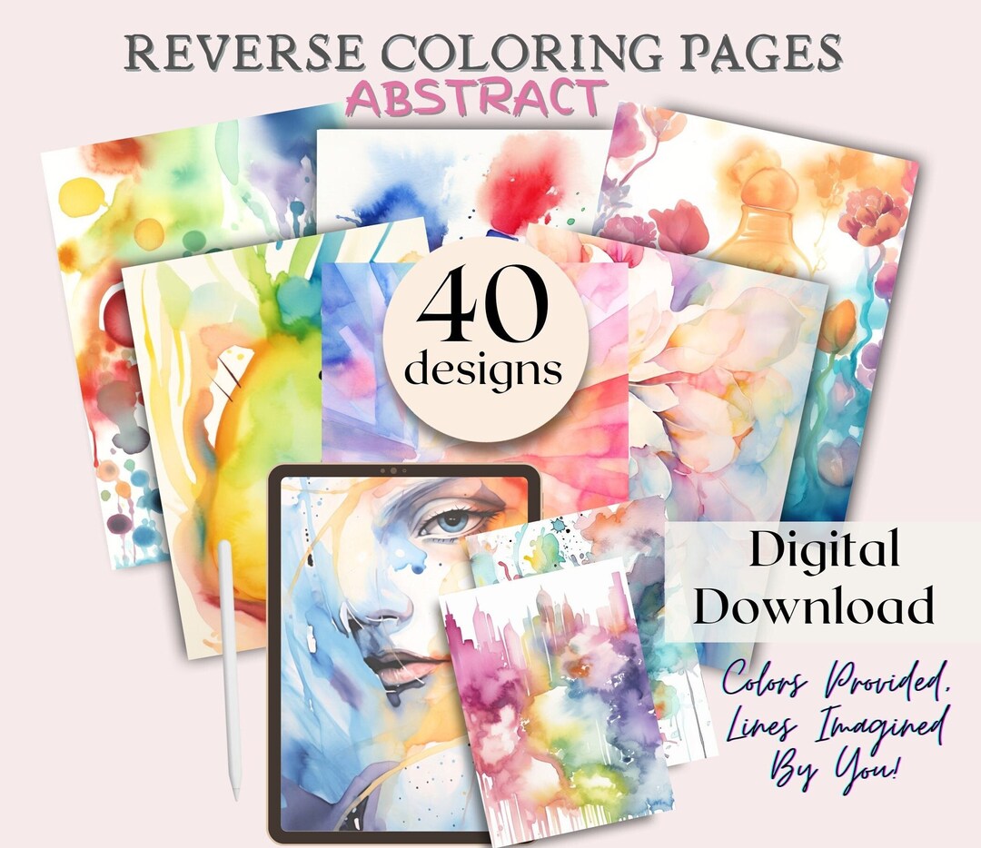 Reverse Coloring Pages Abstract 40 Watercolor Designs for Creative ...