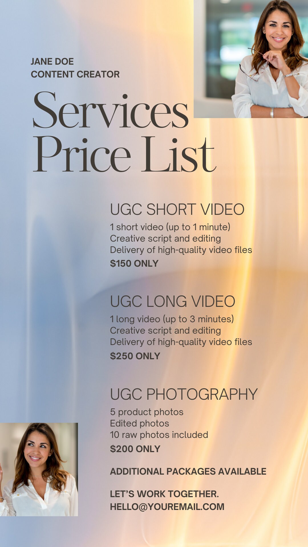 Canva UGC Service Price List Template, Canva UGC Website Template, UGC ...