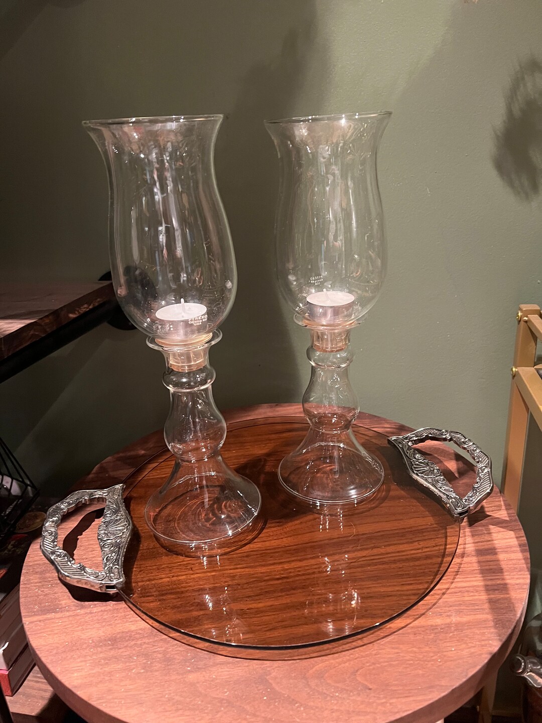 Pyrex Corning Uncandle Plantation Candlestick12 Inches Tall Clear Glass ...