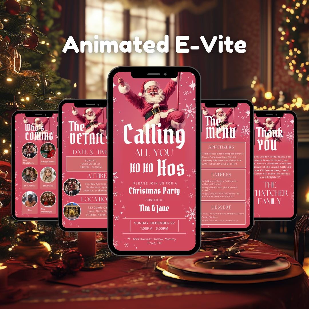 Holiday Celebration Funny Digital Christmas Party Invitation Calling ...