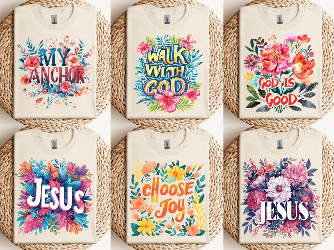 22 Floral Christian Shirts Jesus PNG Religious Shirts Sublimation ...