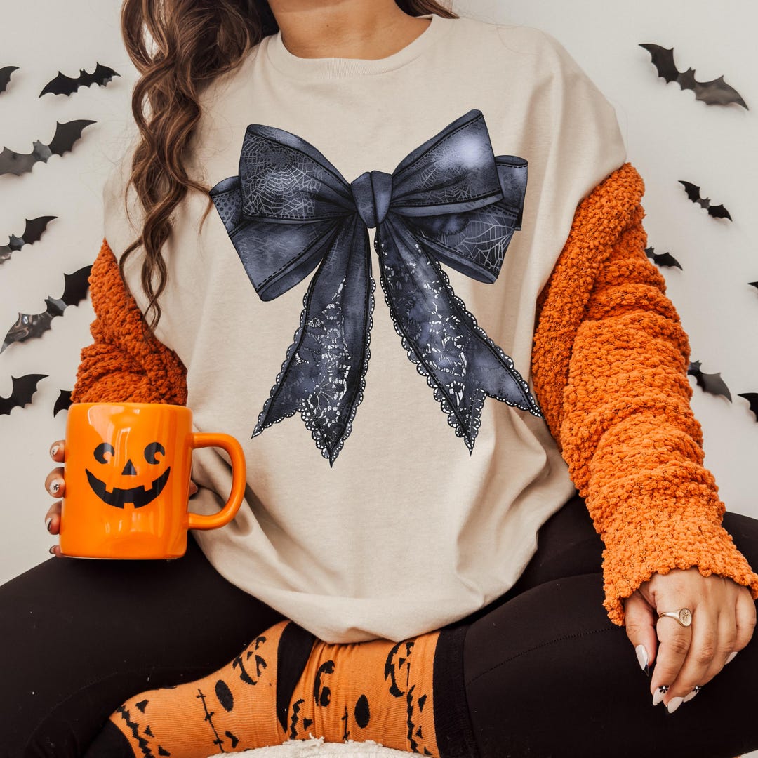 Halloween Coquette Bow PNG Tshirt Sublimation Design Gothic Bow PNG ...