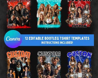12 Pack Custom Bootleg Shirt Editable Canva Template DIY Rap Shirt ...