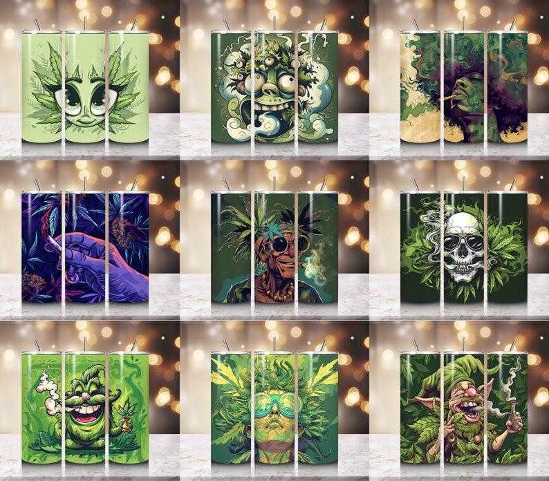 Weed Tumbler Wrap Bundle 20oz Tumbler Sublimation Design Marijuana ...