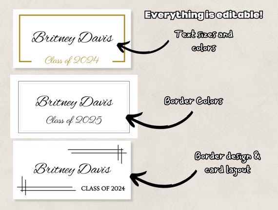 Graduation Name Inserts Template Personalised Graduation Card