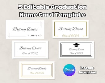 Editable Graduation Name Card Template, Printable Class Graduation Name ...