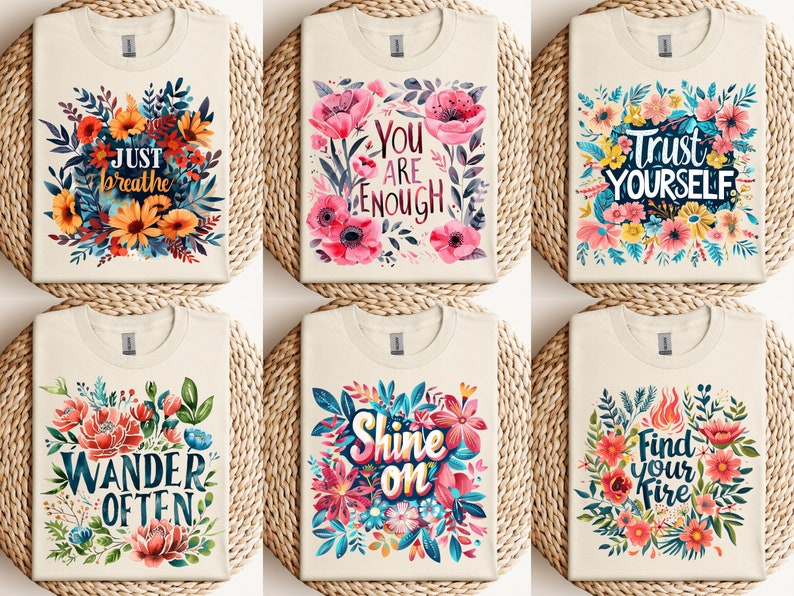 12 Boho Motivational PNG Bundle Positive Affirmations Shirt Kindness ...