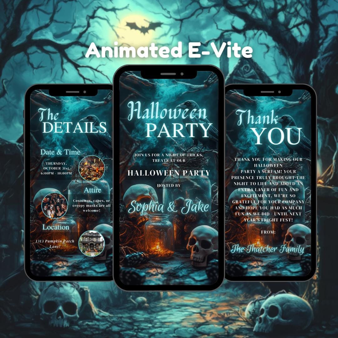 Editable Digital Halloween Party Invitation Customizable Halloween ...