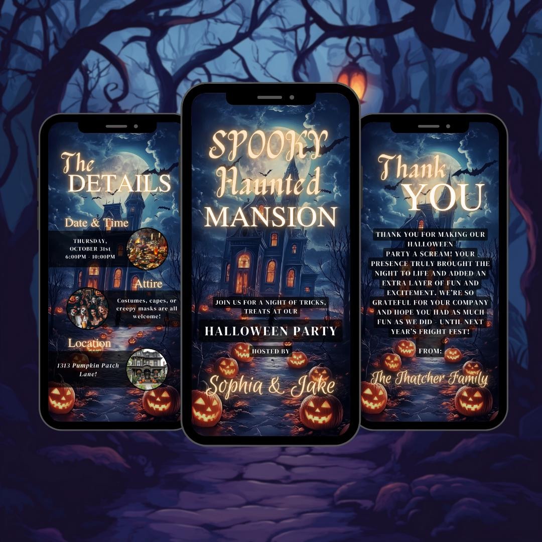 Spooky Mansion Digital Halloween Party Invitation Halloween Invitation ...