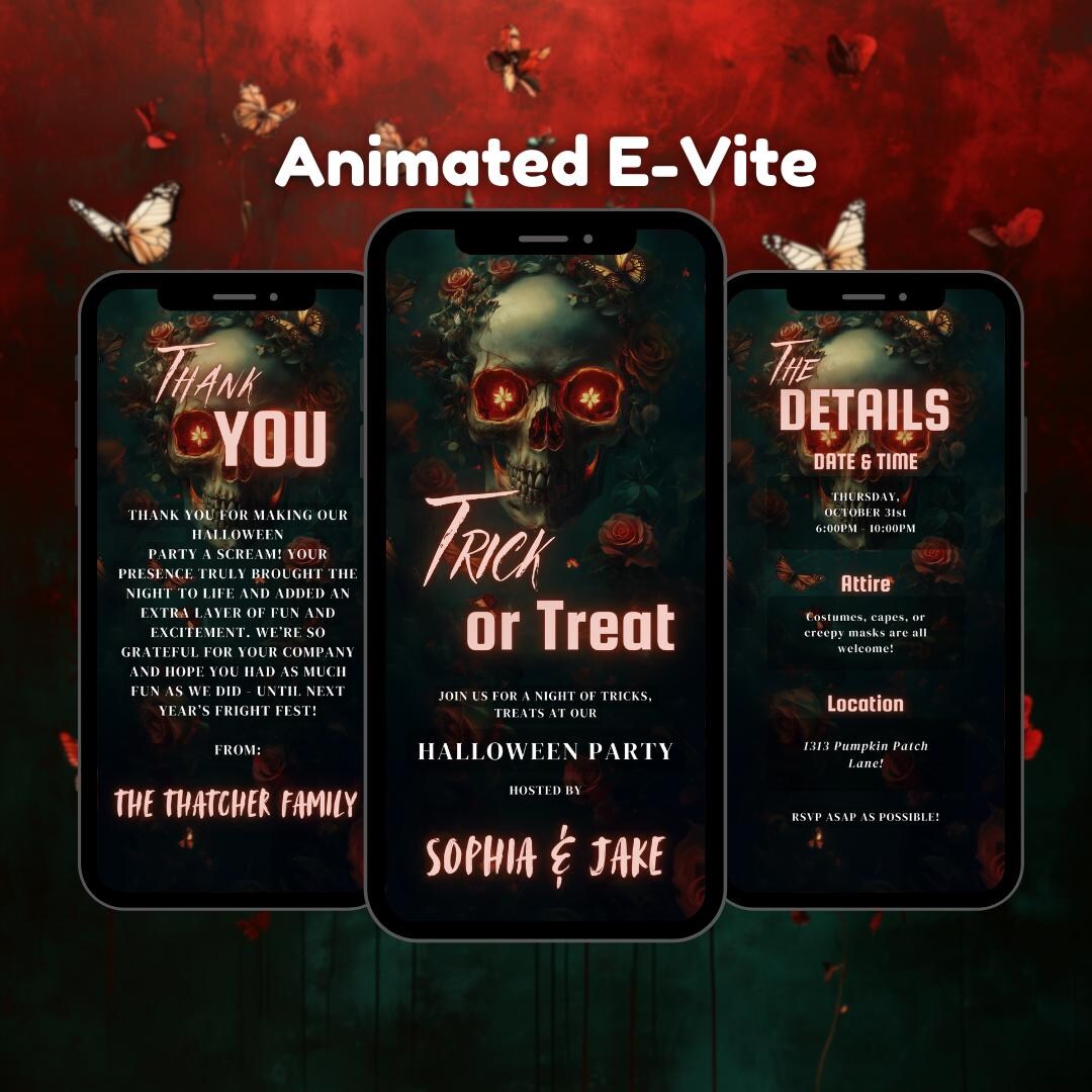 Trick or Treat Editable Digital Halloween Party Invitation Customizable ...